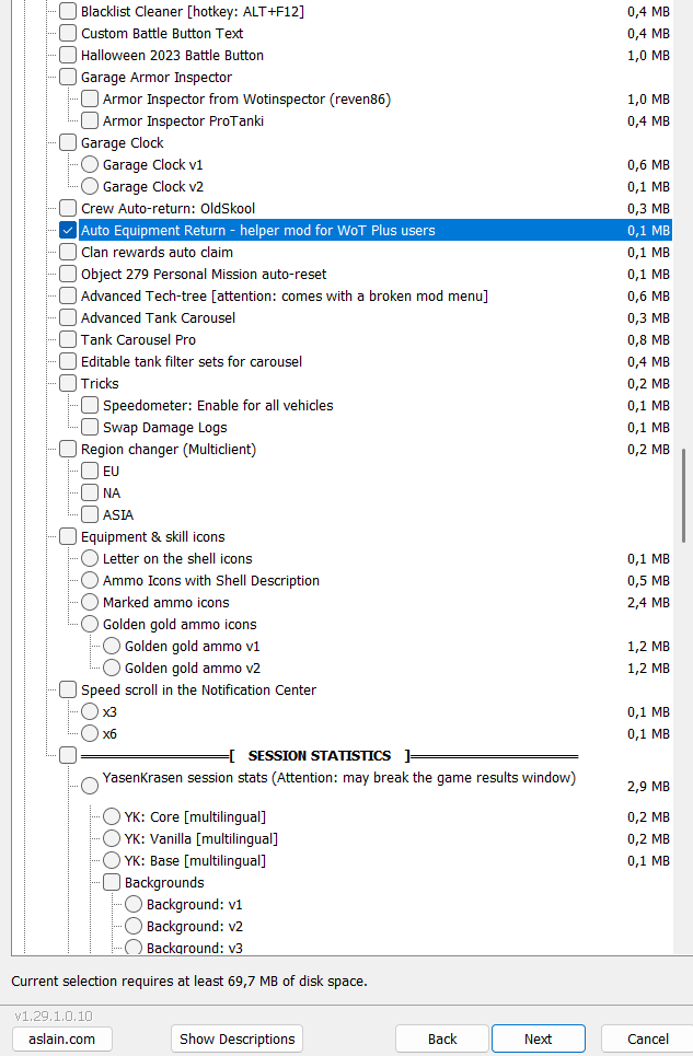 Auto Equipment Return - WoT + or mod? - Issues & bug reporting - Aslain.com