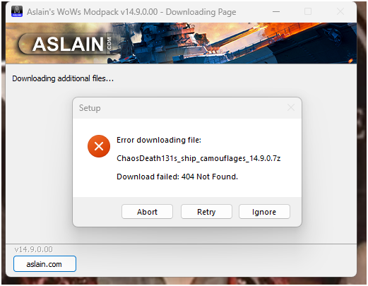 14.9.0.00 install errors - Issues & bug reporting - Aslain.com